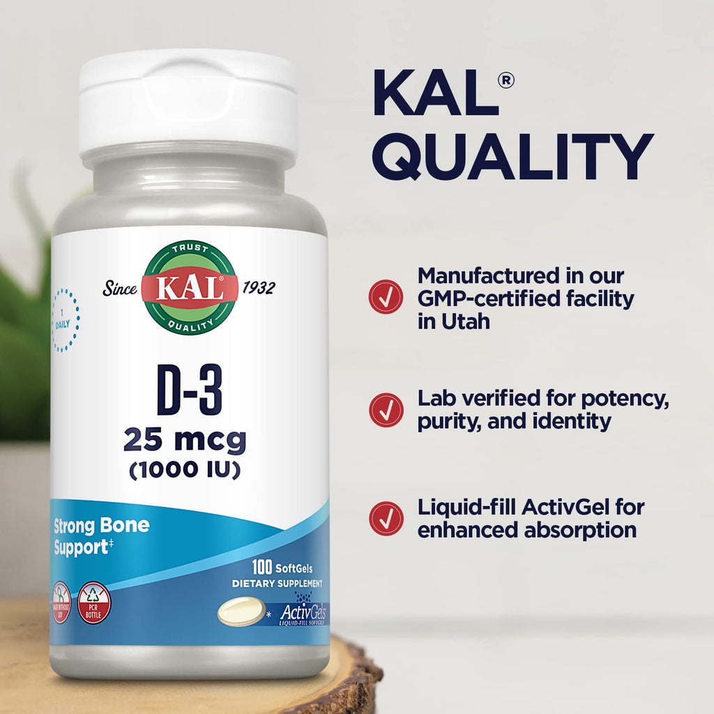 KAL Vitamin D3 promotes calcium absorption