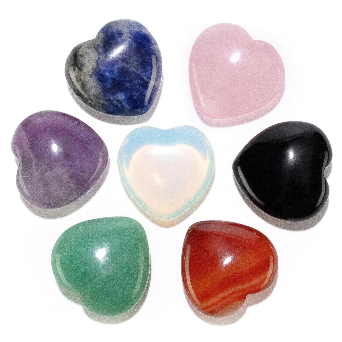 KALIFANO gemstone heart carvings set