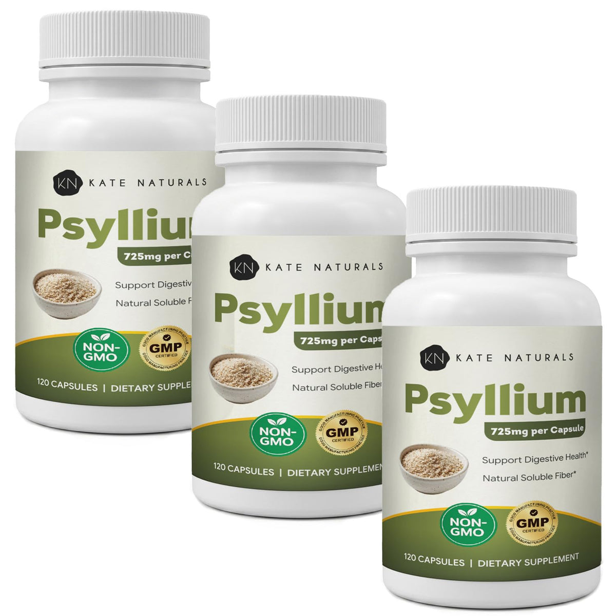 Kate Naturals psyllium husk capsules for digestion
