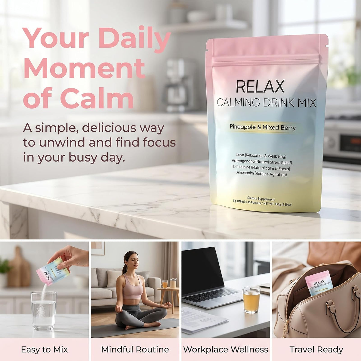 Kava drink mix for calmness