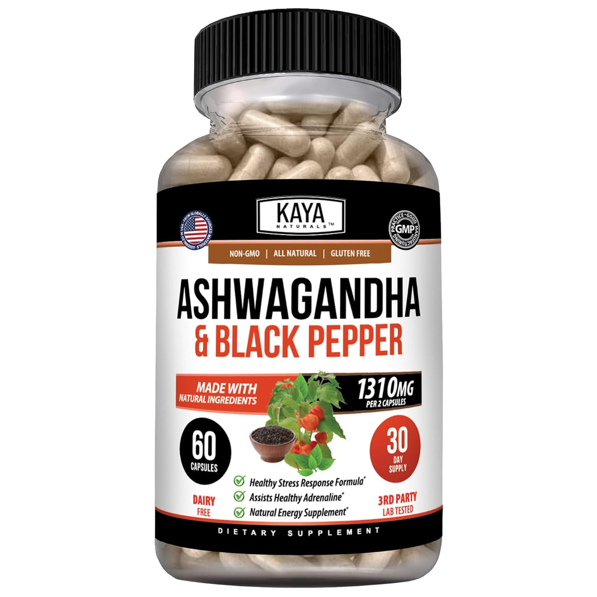 Kaya Naturals ashwagandha capsules for stress relief