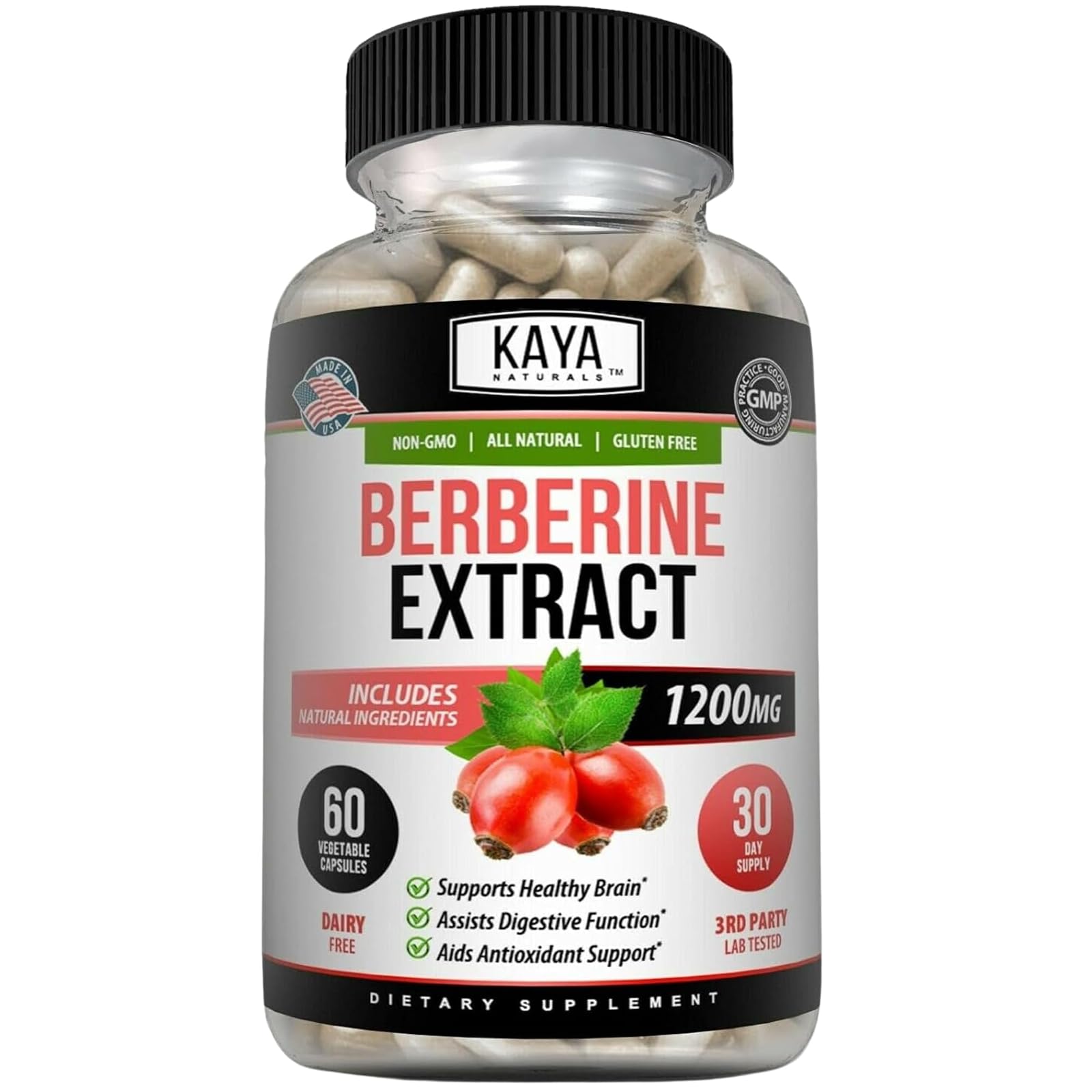 Kaya Naturals berberine HCL capsules