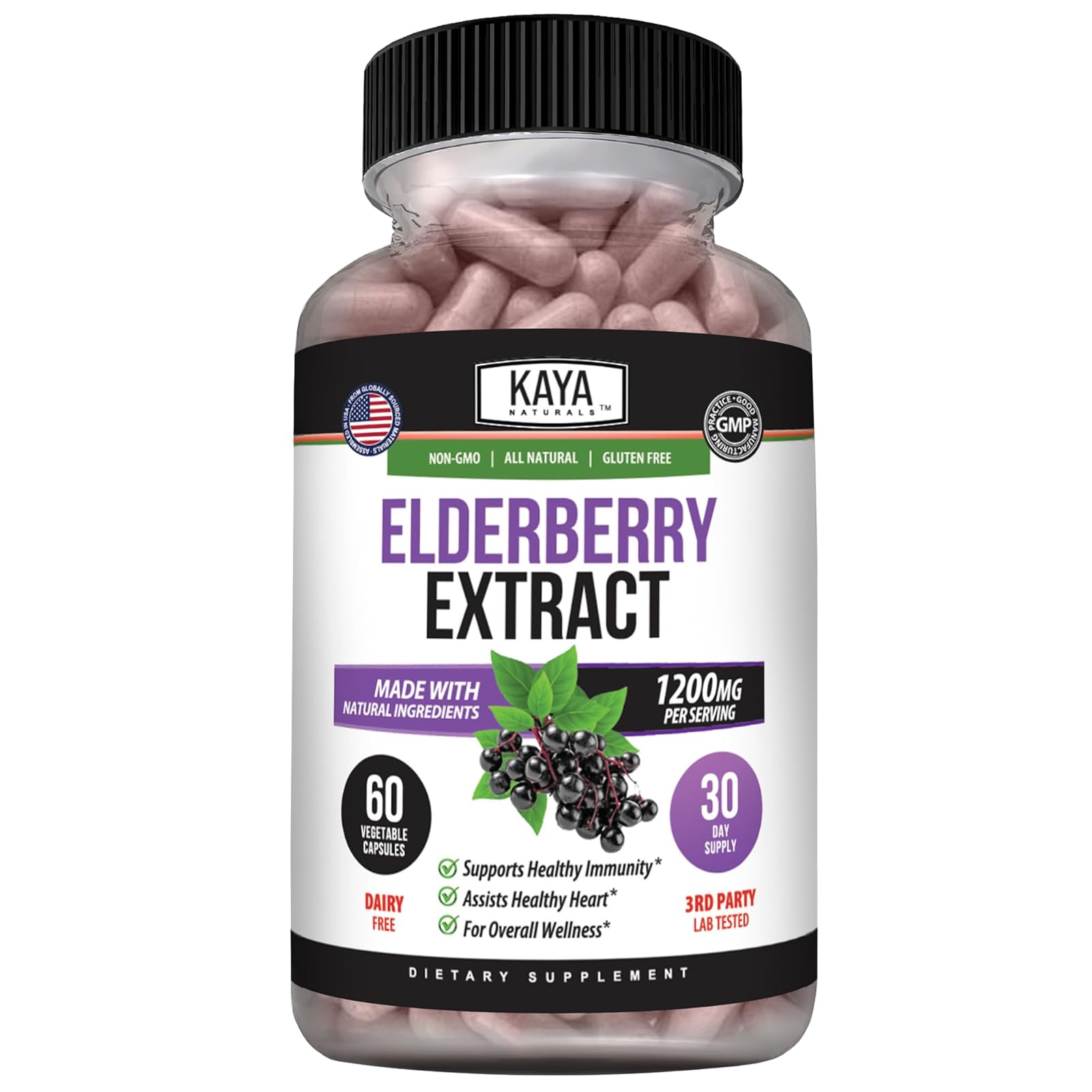 Kaya Naturals elderberry immune support capsules