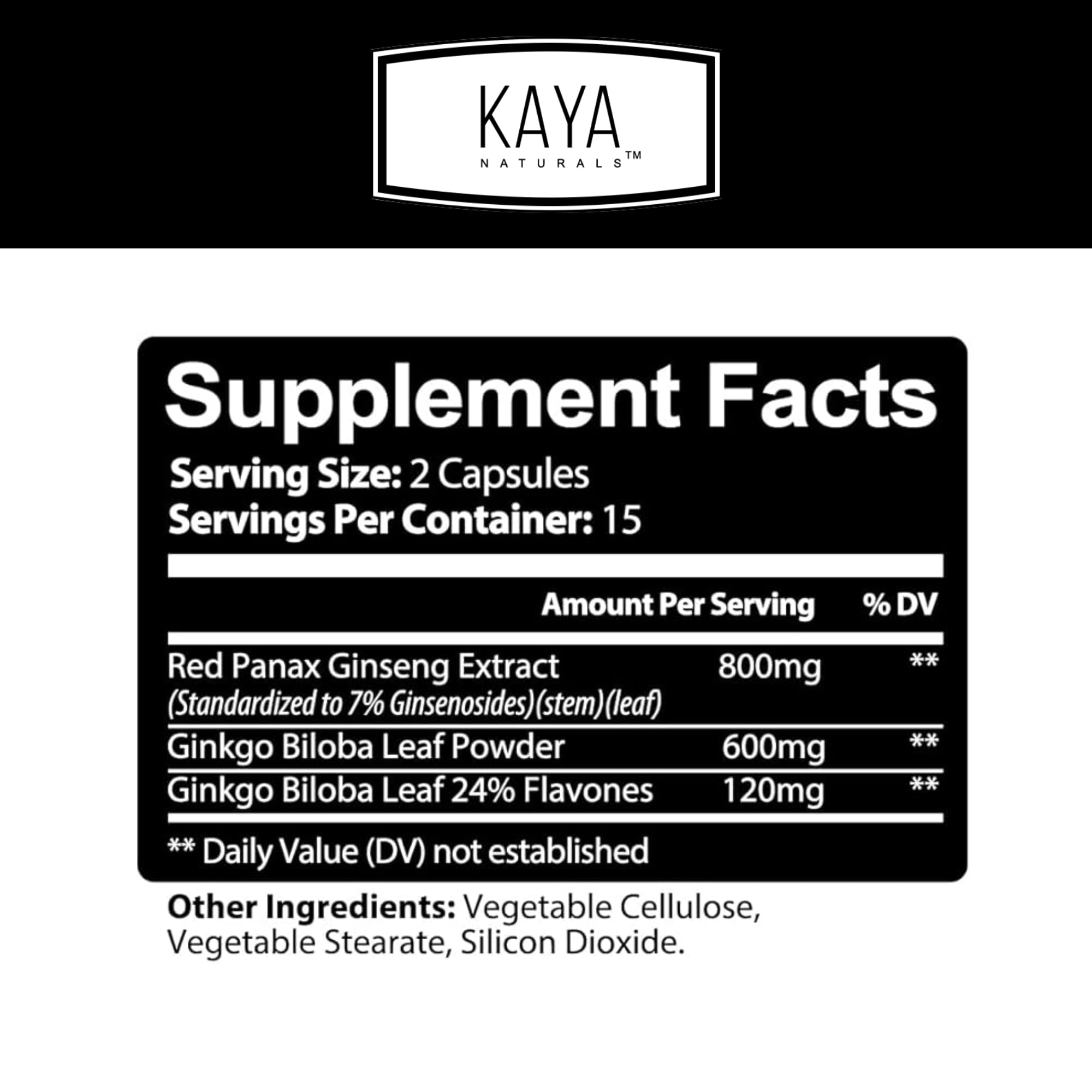 Kaya Naturals ginkgo biloba capsules