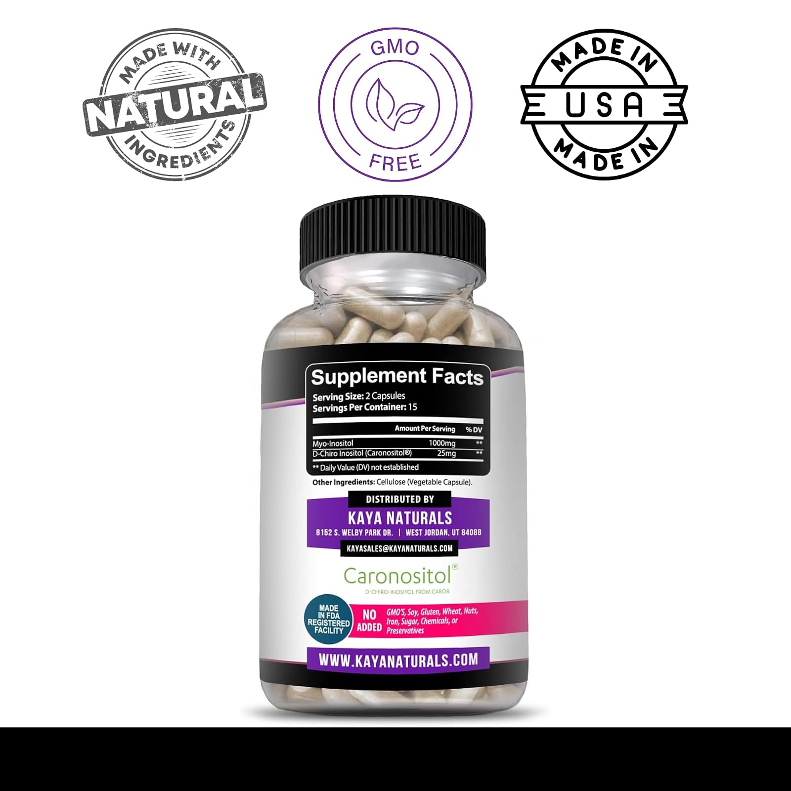 Kaya Naturals Inositol capsules for PCOS