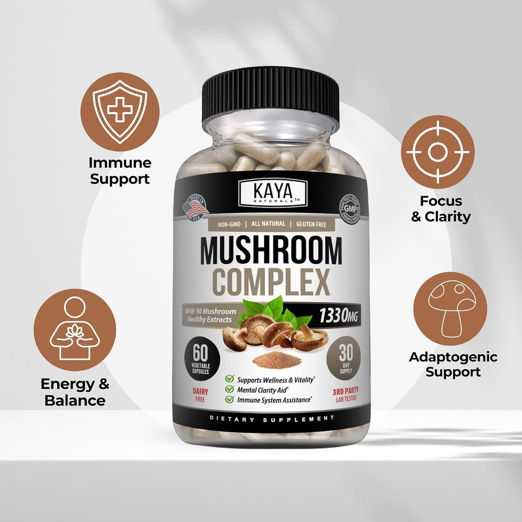 Kaya Naturals mushroom capsules for wellness