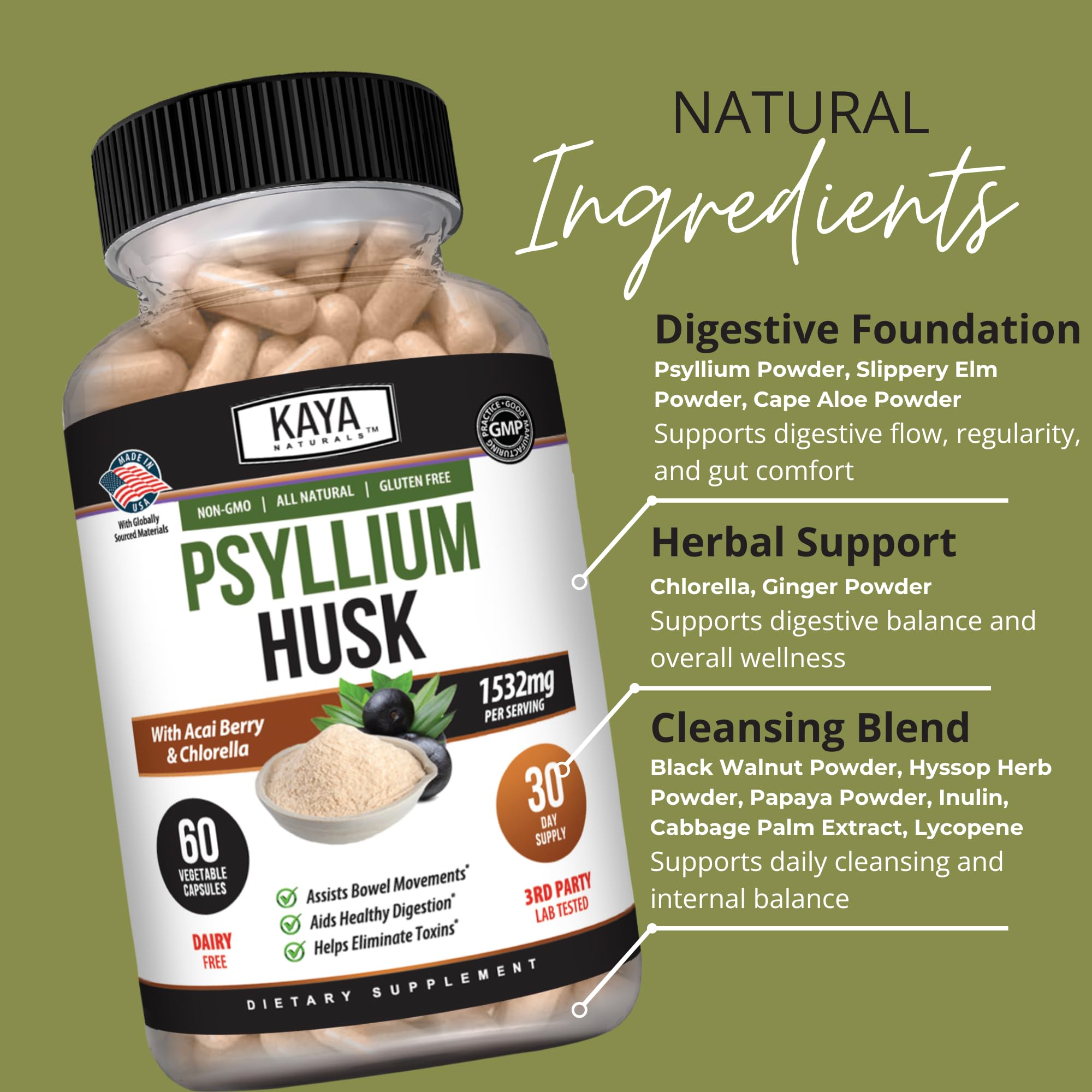 Kaya Naturals psyllium for gut health