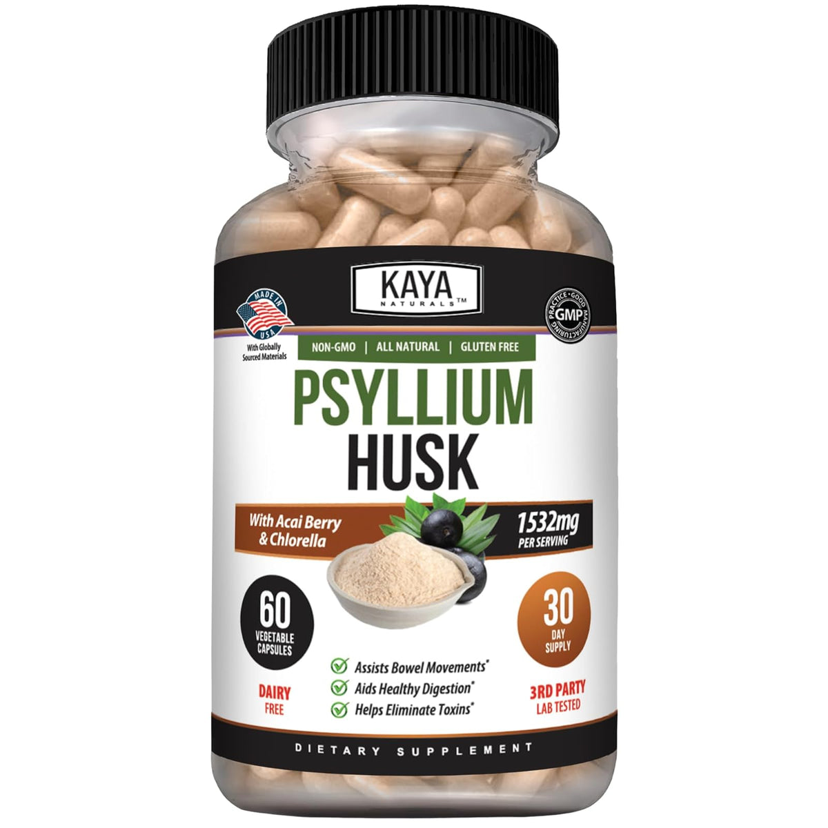 Kaya Naturals psyllium husk capsules