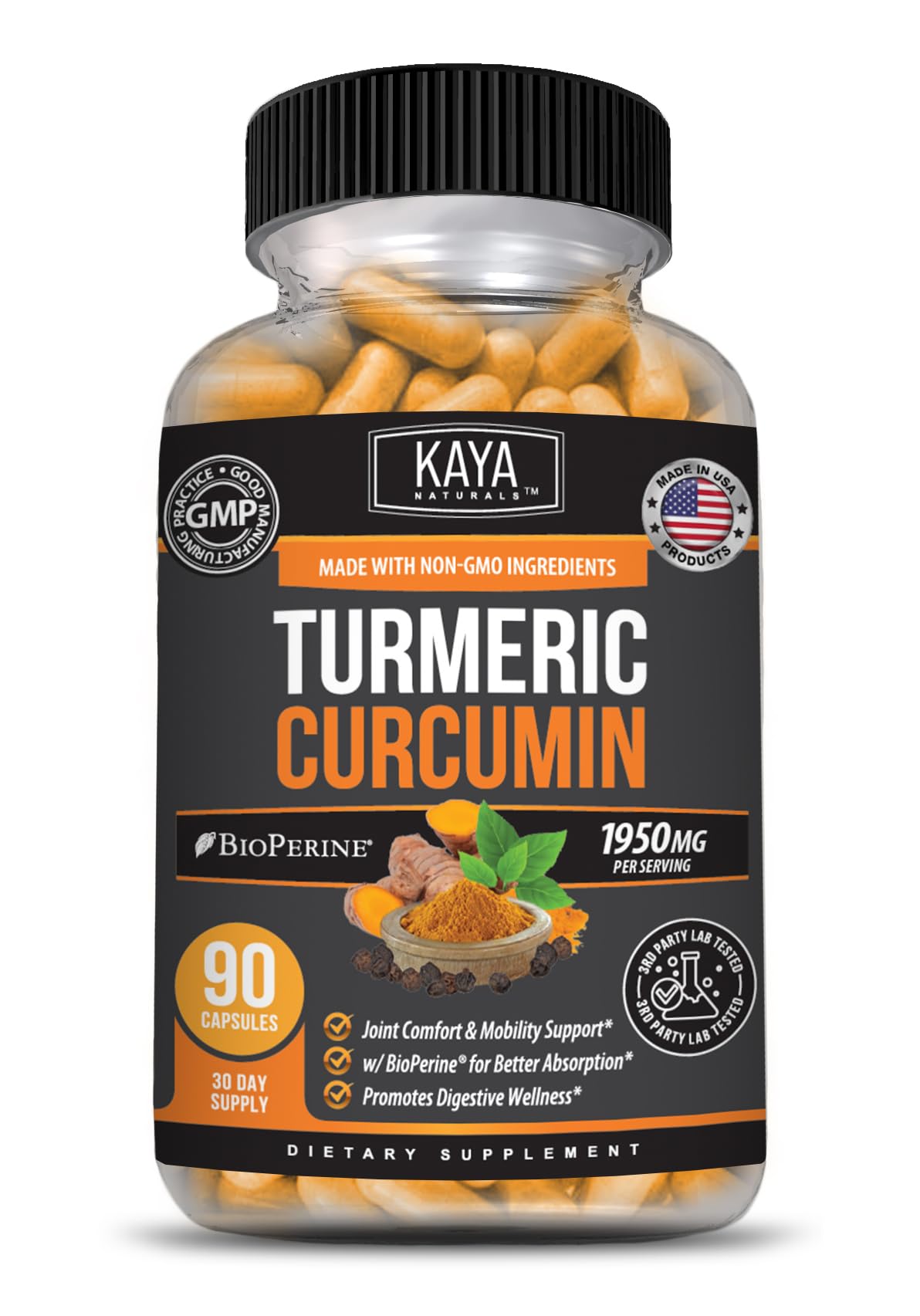 Kaya Naturals turmeric capsules for wellness