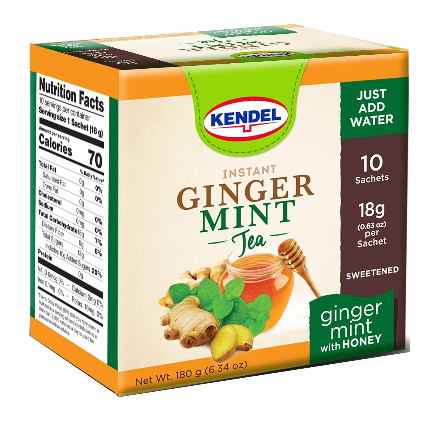 Kendel ginger mint honey tea sachets