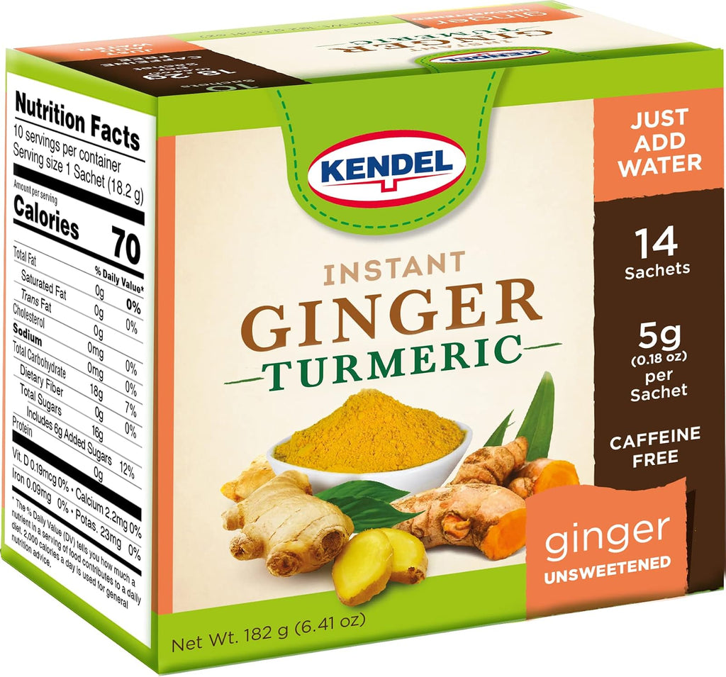 Kendel instant ginger turmeric tea sachets