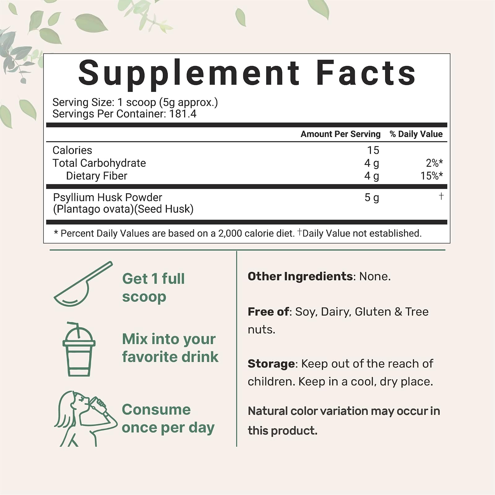 Keto friendly psyllium husk supplement