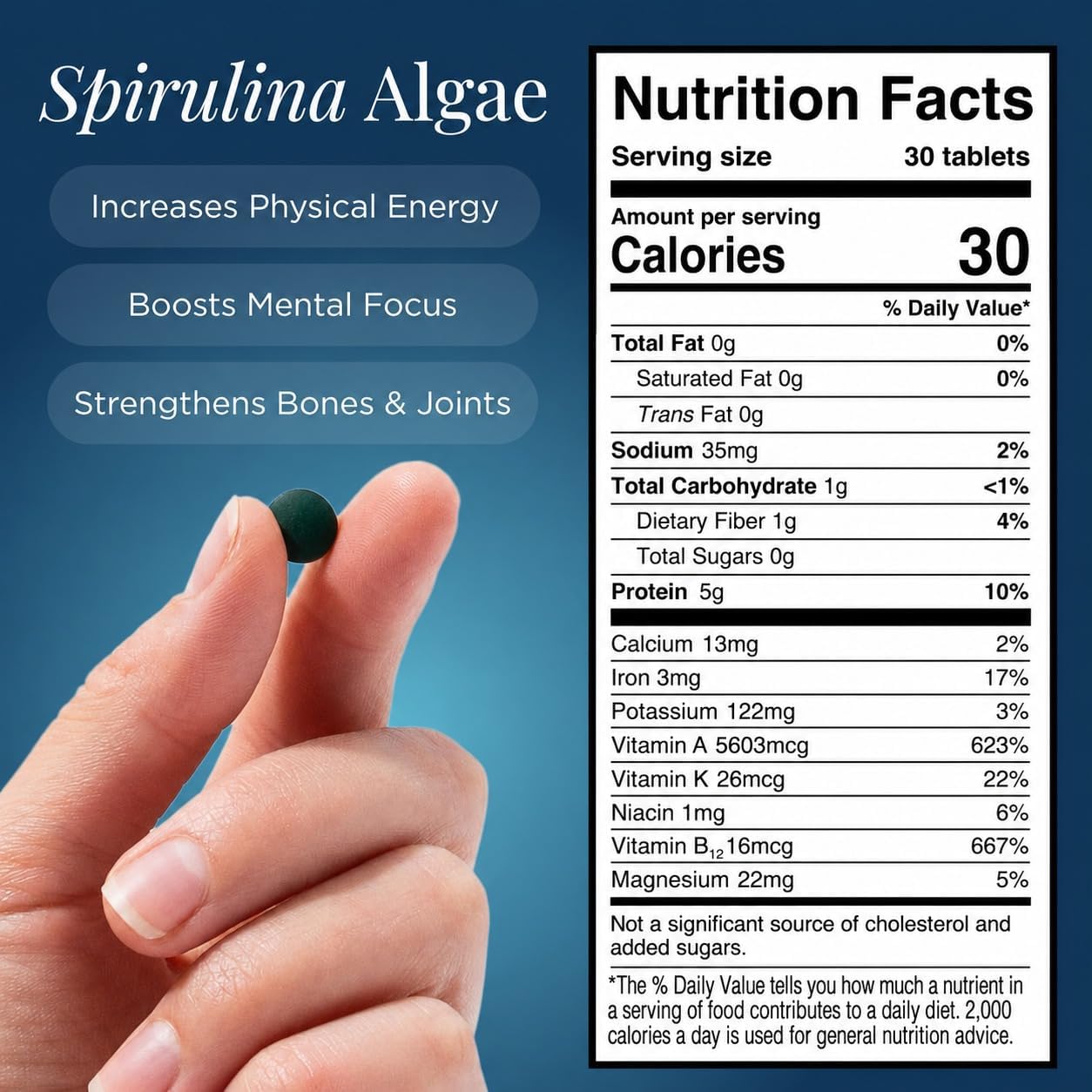 keto-friendly spirulina algae tablets