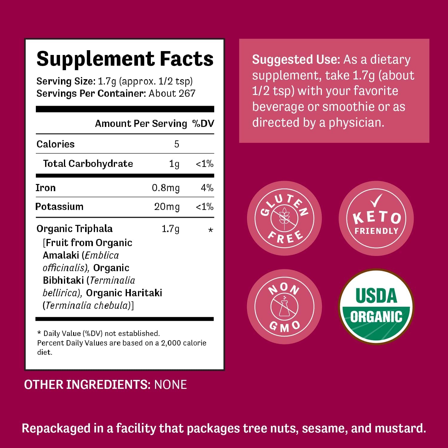 keto-friendly triphala powder supplement