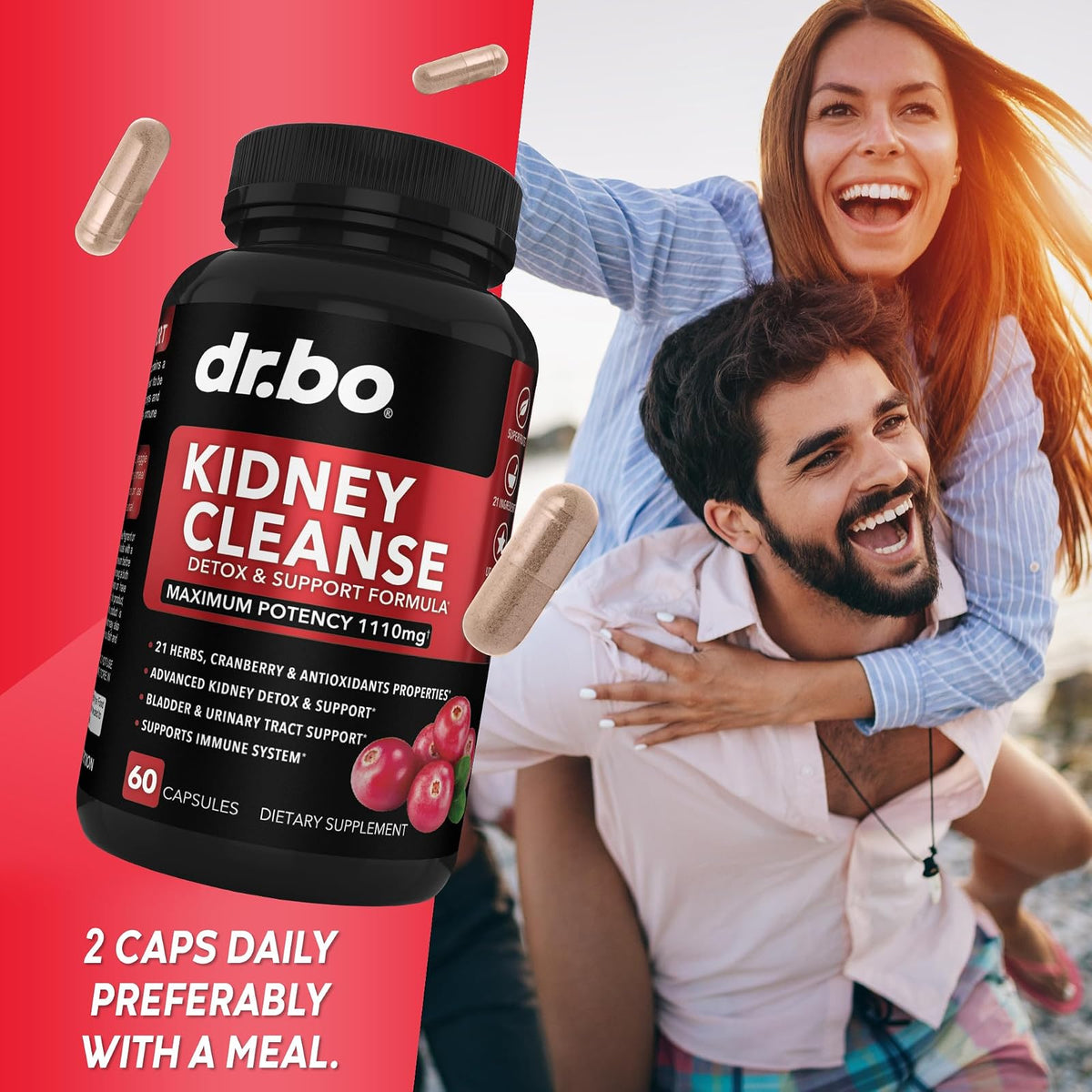 Kidney cleanse capsules with herbal ingredients