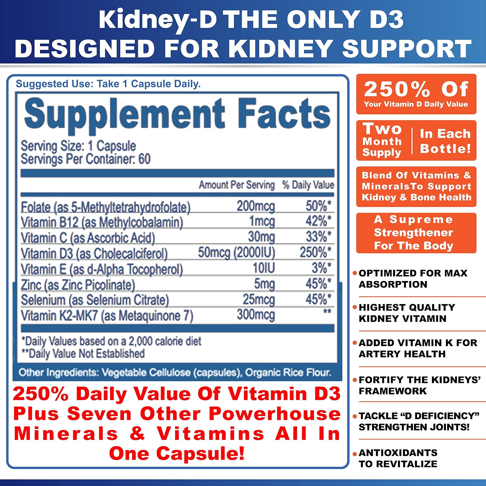 Kidney-D vitamin D3 with K2