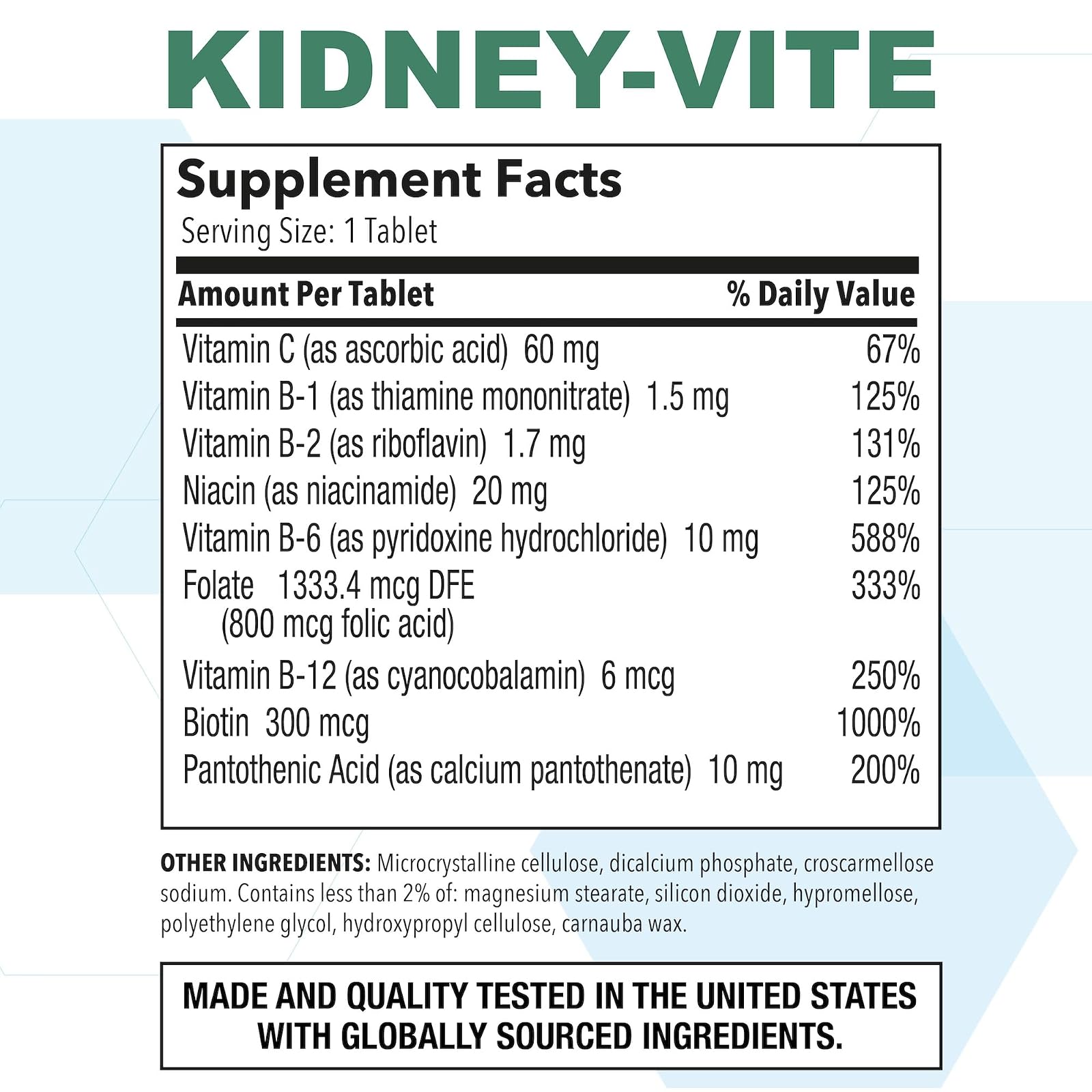 Kidney-Vite multivitamin for active lifestyles