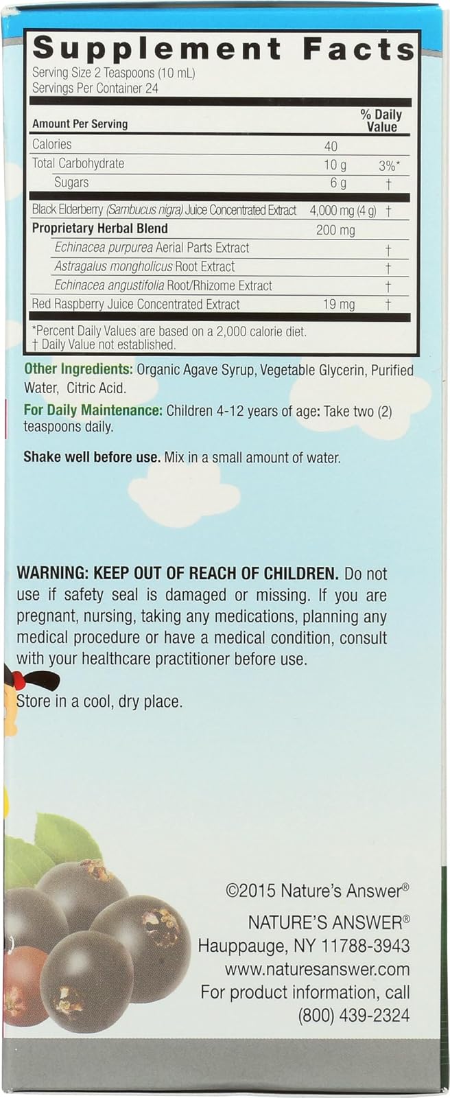 kids elderberry syrup with natural ingredients