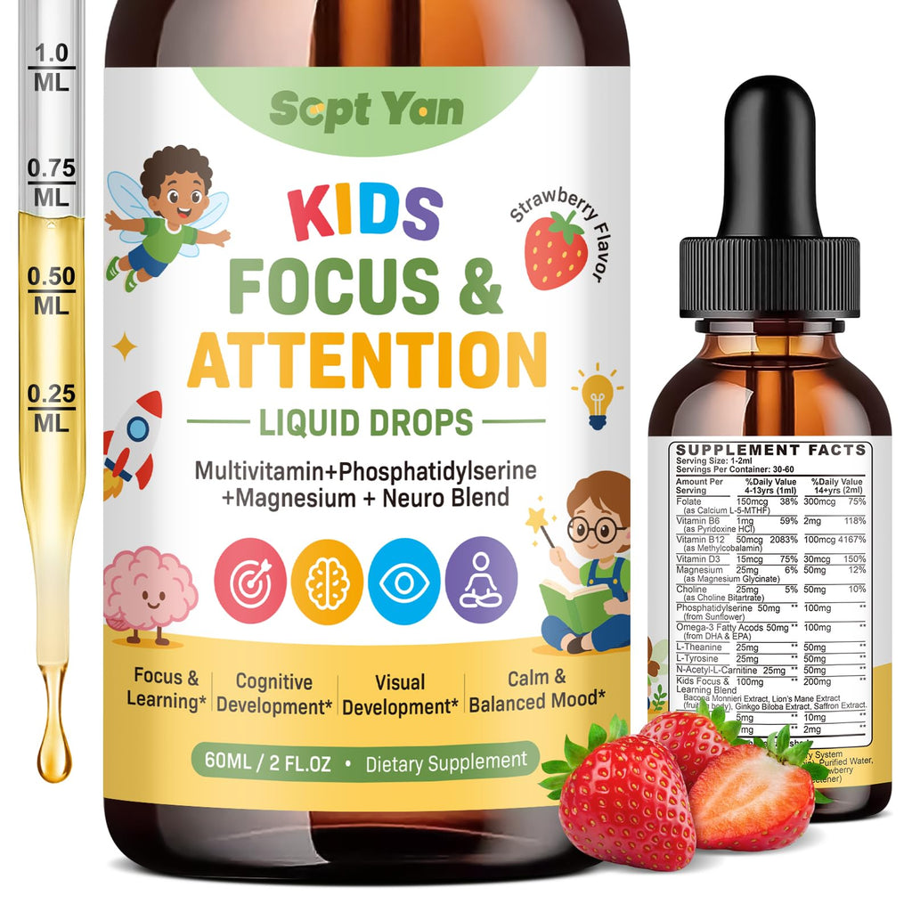 Kids focus liquid drops for concentration