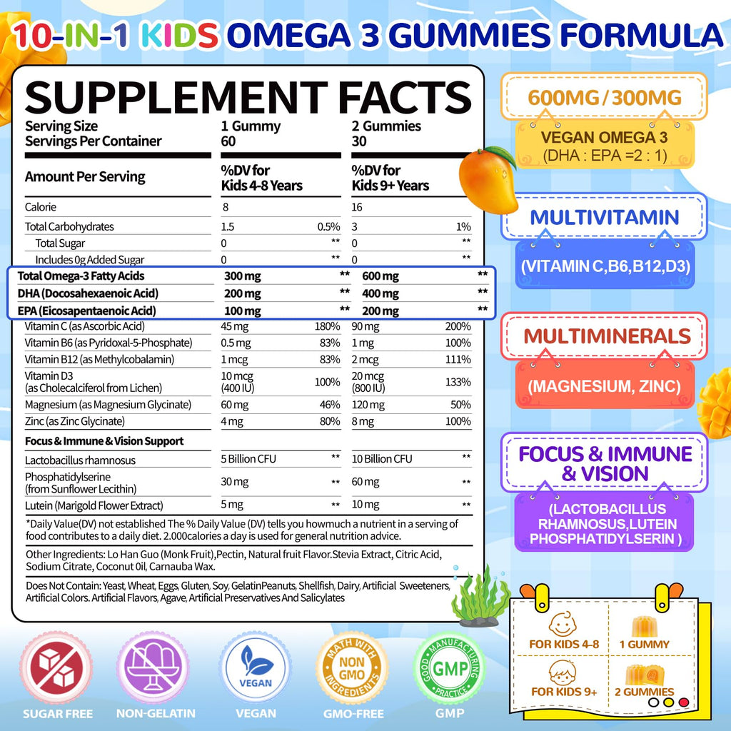 Kids gummies with essential nutrients