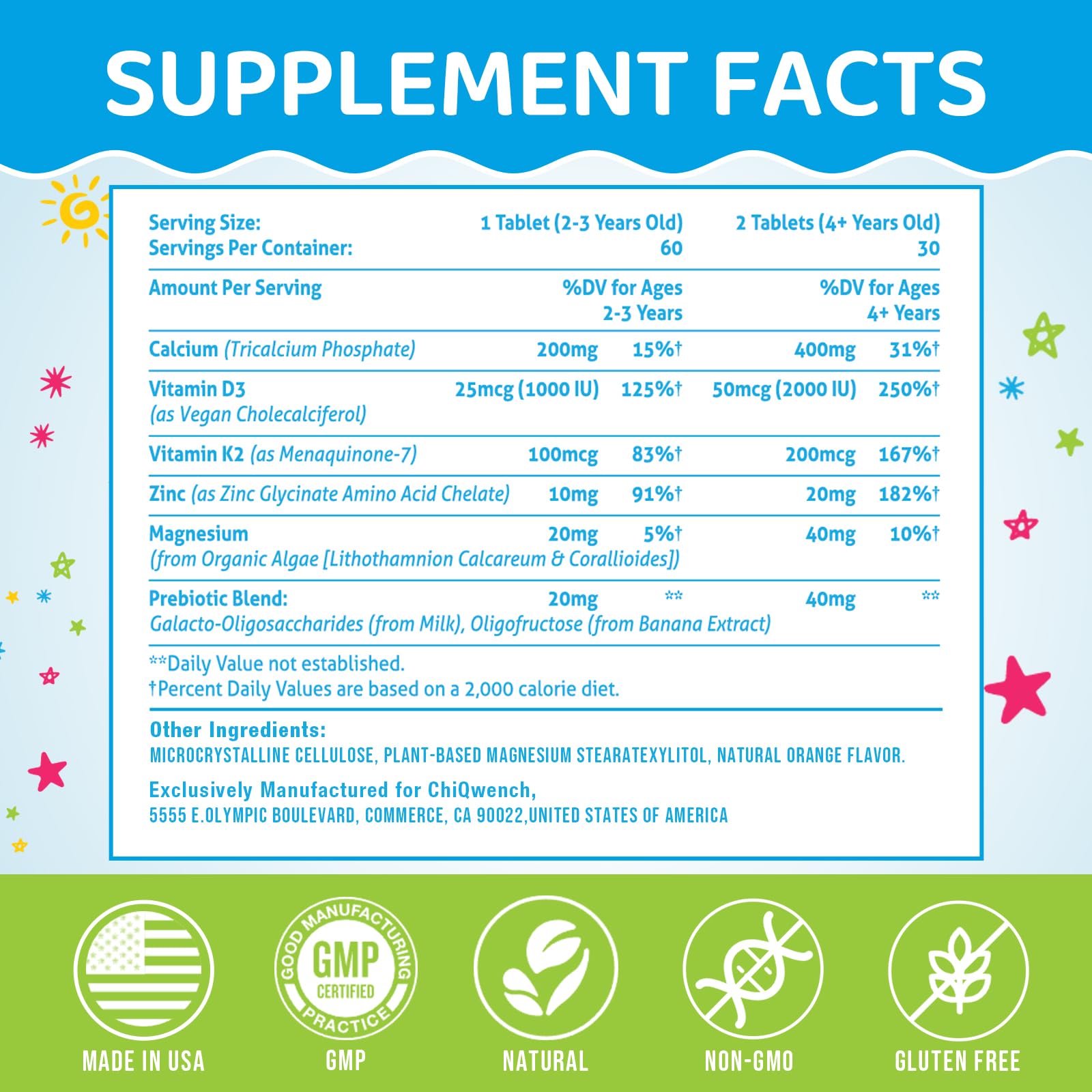 Kids height growth calcium tablets