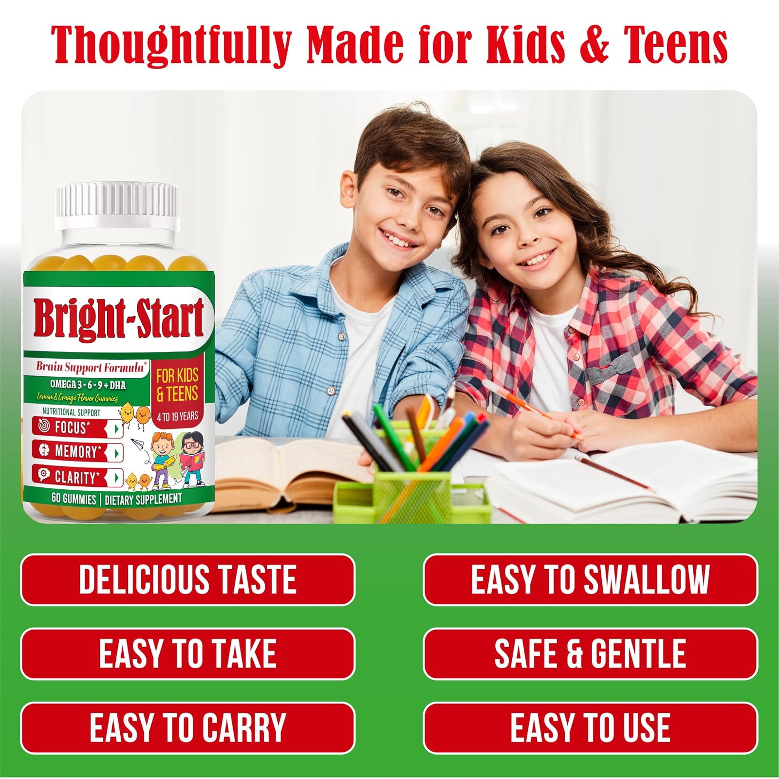 Kids love BrightStart Omega 3 gummies