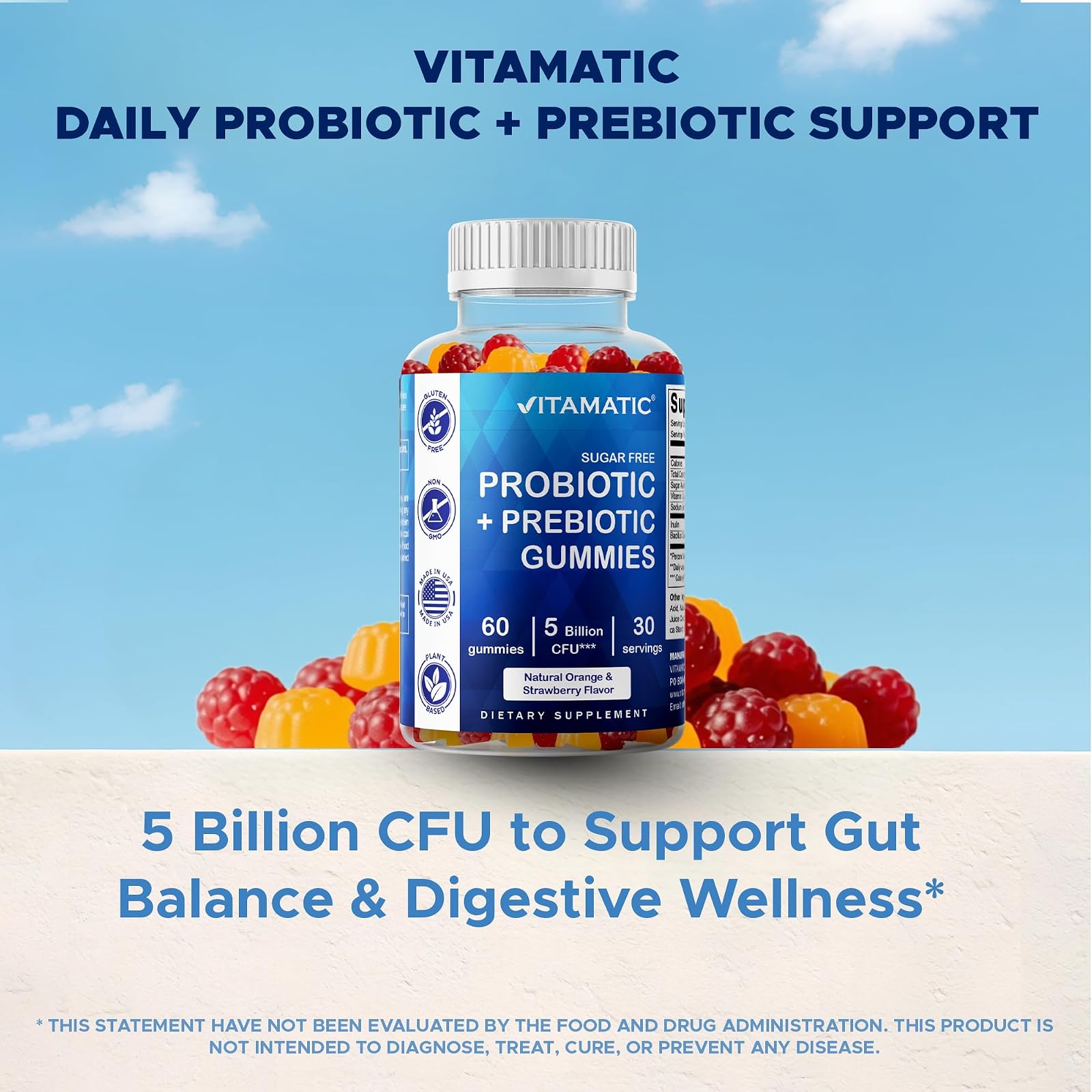 kids probiotic gummies with 5 billion CFUs