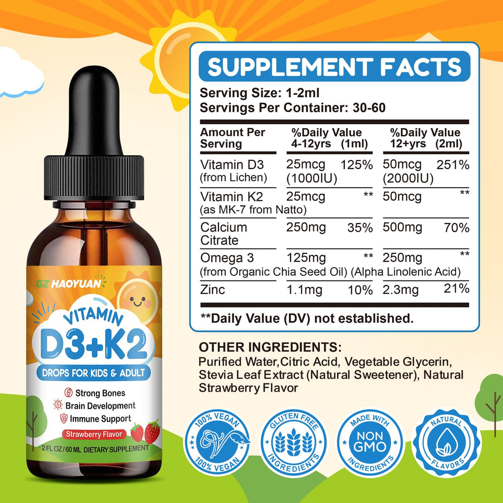 Kids vitamin D3 K2 supplement