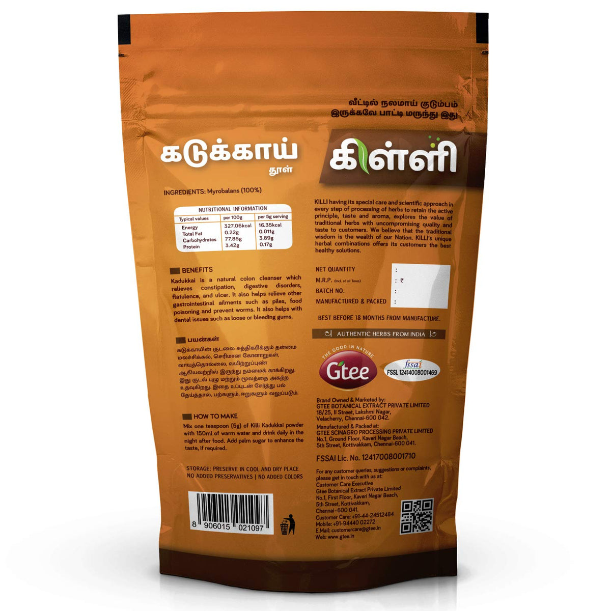 KILLI Haritaki Powder for detox
