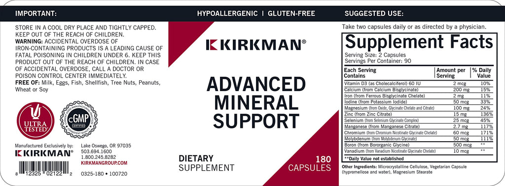Kirkman 180 capsules for balanced minerals