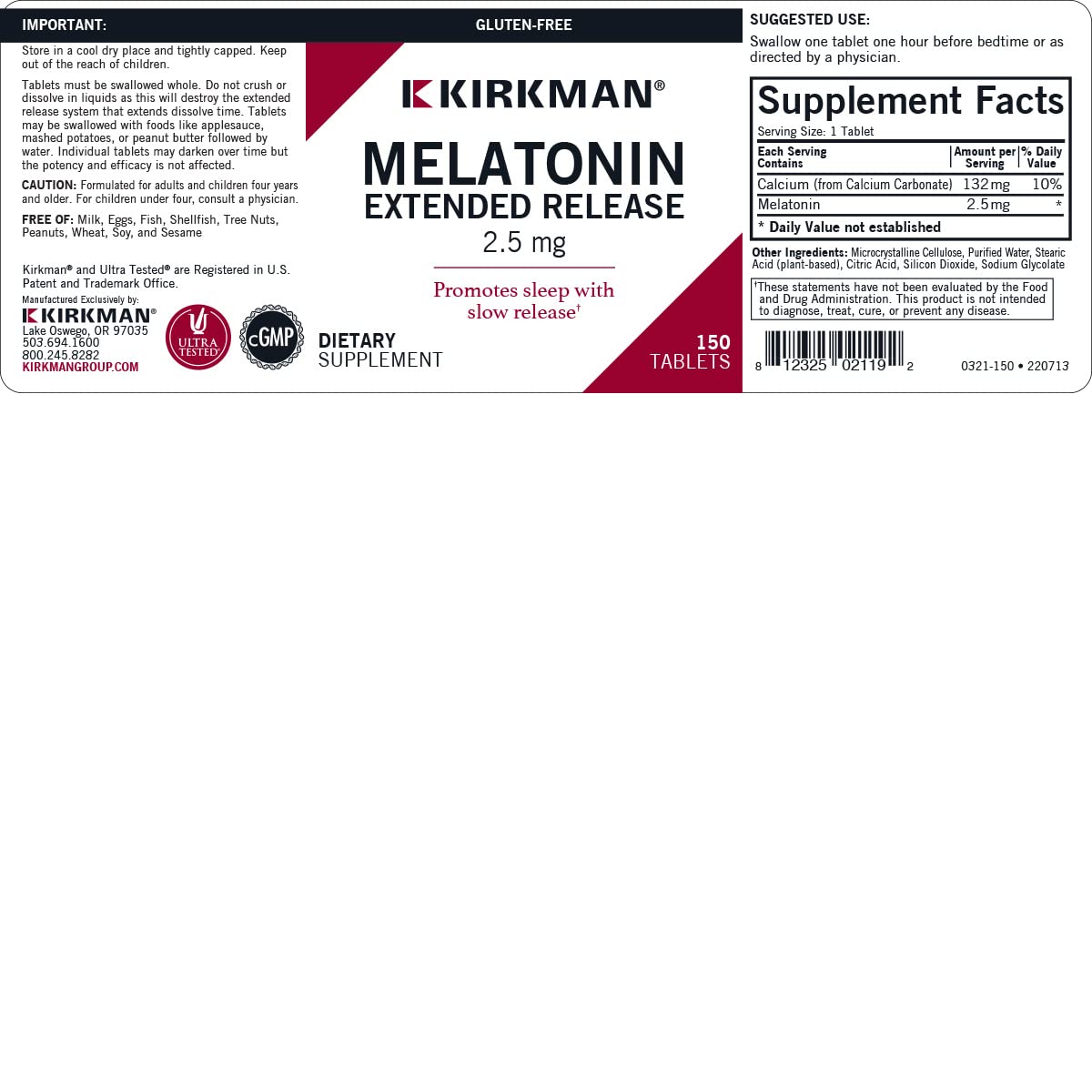 Kirkman 2.5 mg melatonin for relaxation