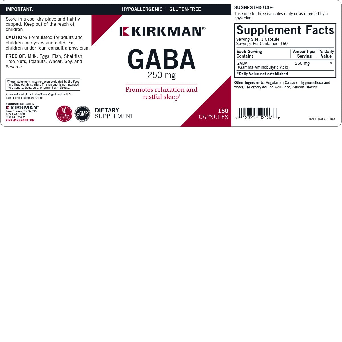 Kirkman GABA for anxiety relief