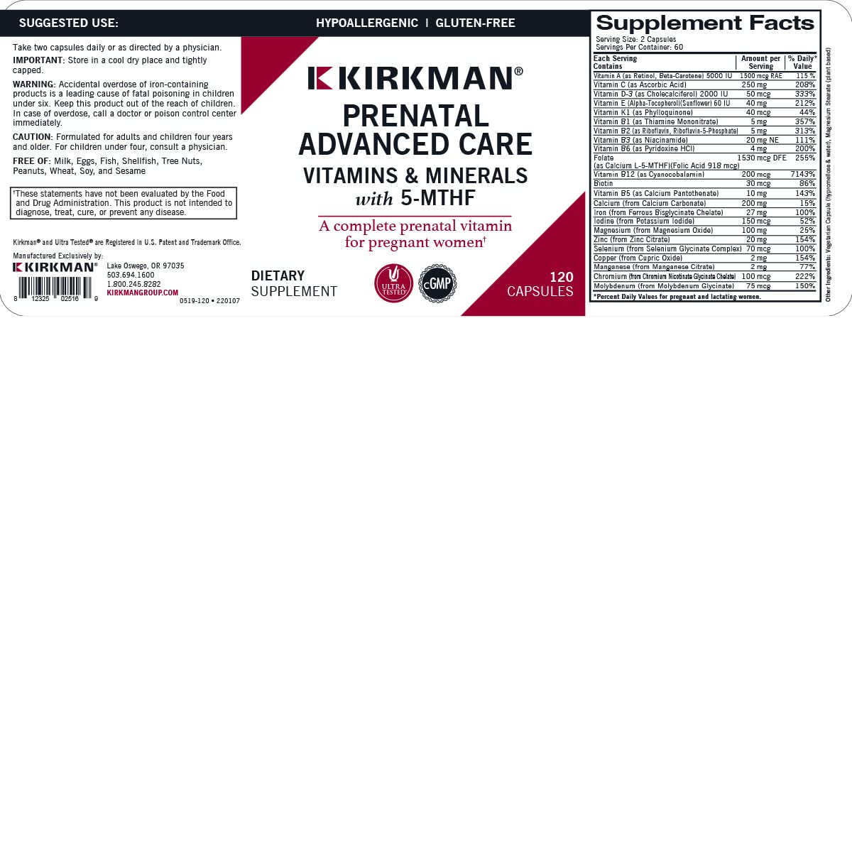 Kirkman prenatal care capsules for healthy babies