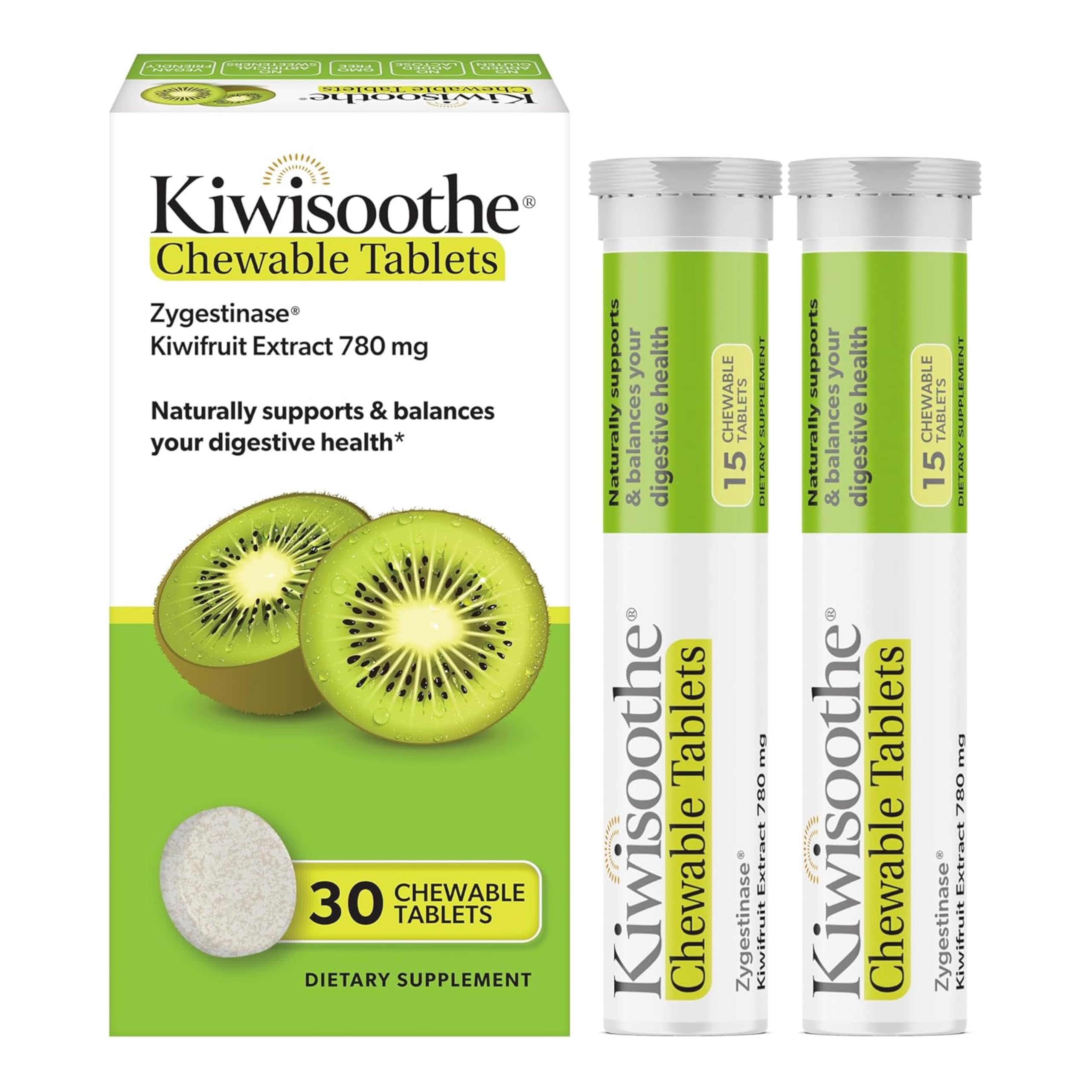 KiwiSoothe digestive wellness chewable tablets