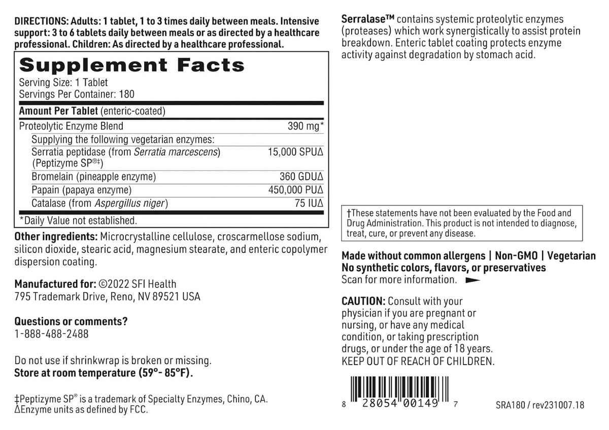 Klaire Labs Serralase for gut health
