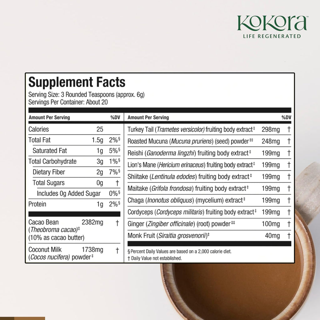 Kokora mushroom blends for energy