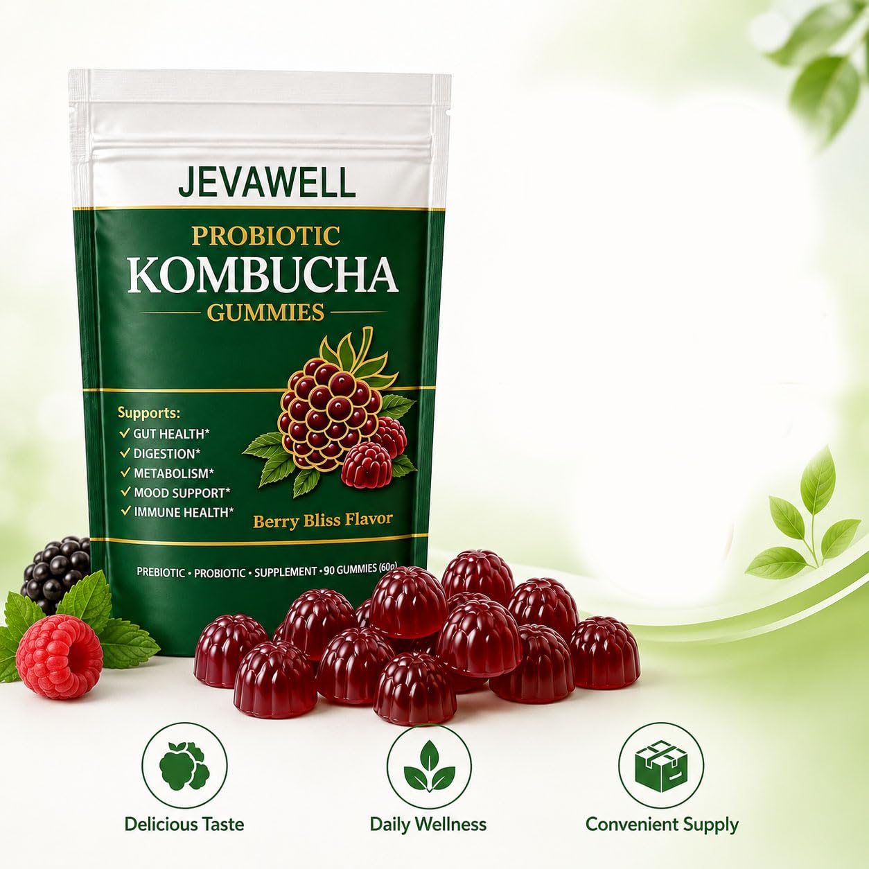Kombucha gummies for immune support