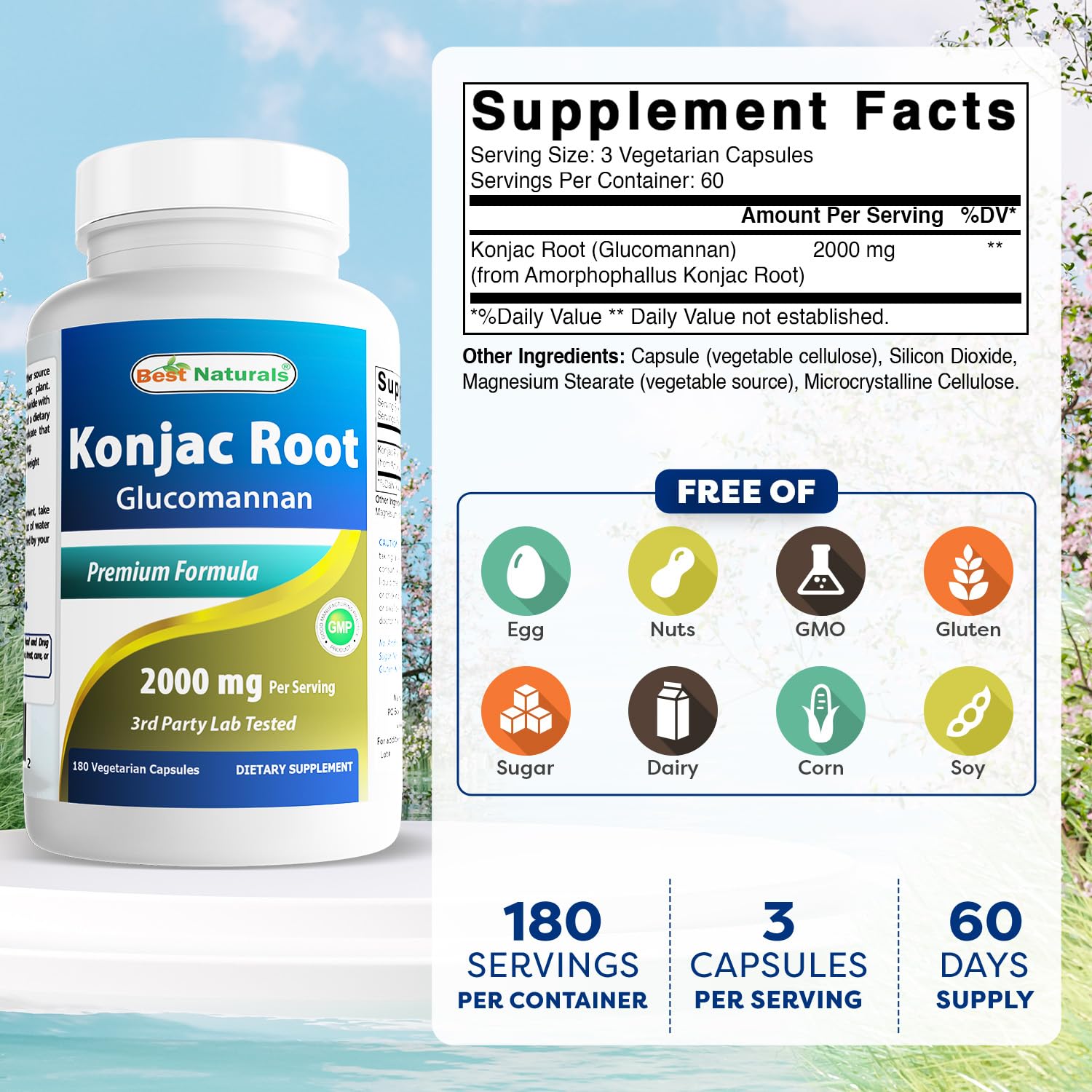 Konjac glucomannan root capsules