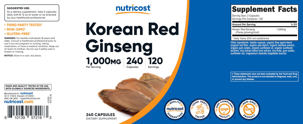 Korean ginseng for enhanced performance