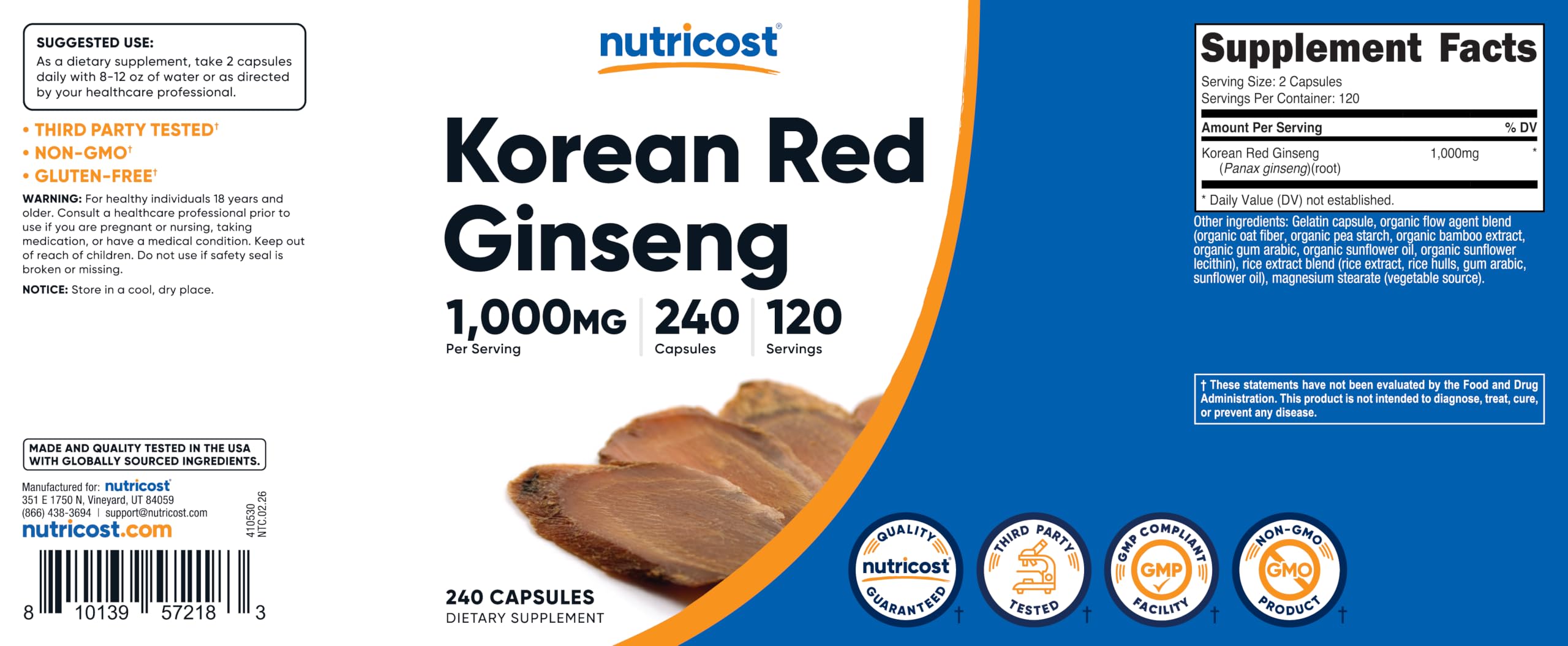 Korean ginseng for enhanced performance