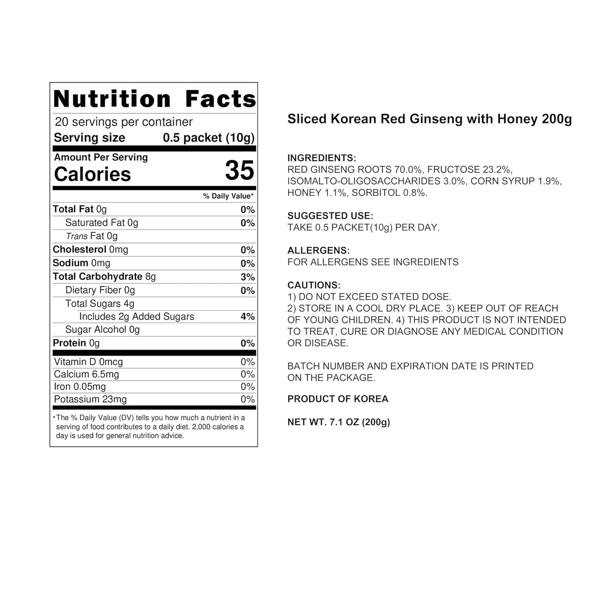 Korean panax ginseng slices for energy