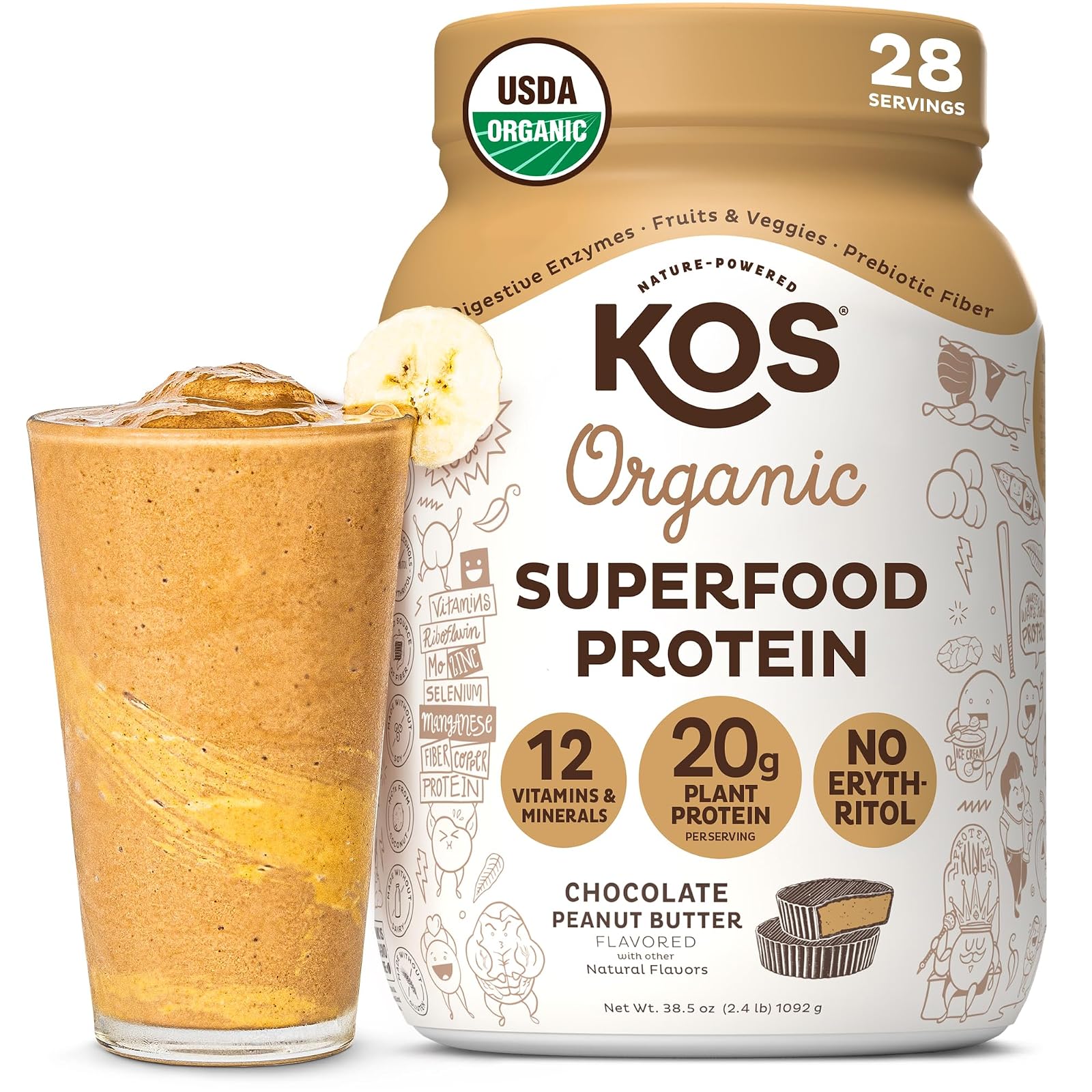 KOS plant based protein powder chocolate