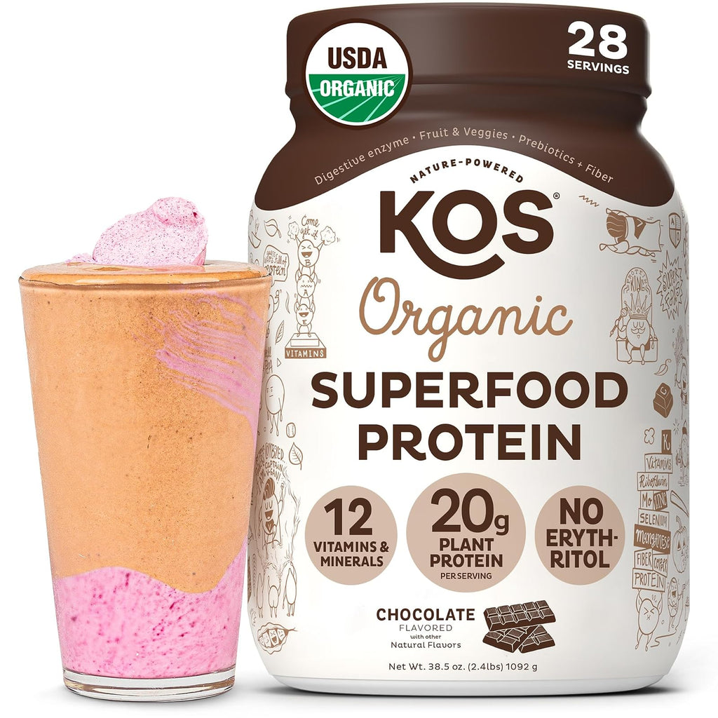 KOS vegan protein powder chocolate