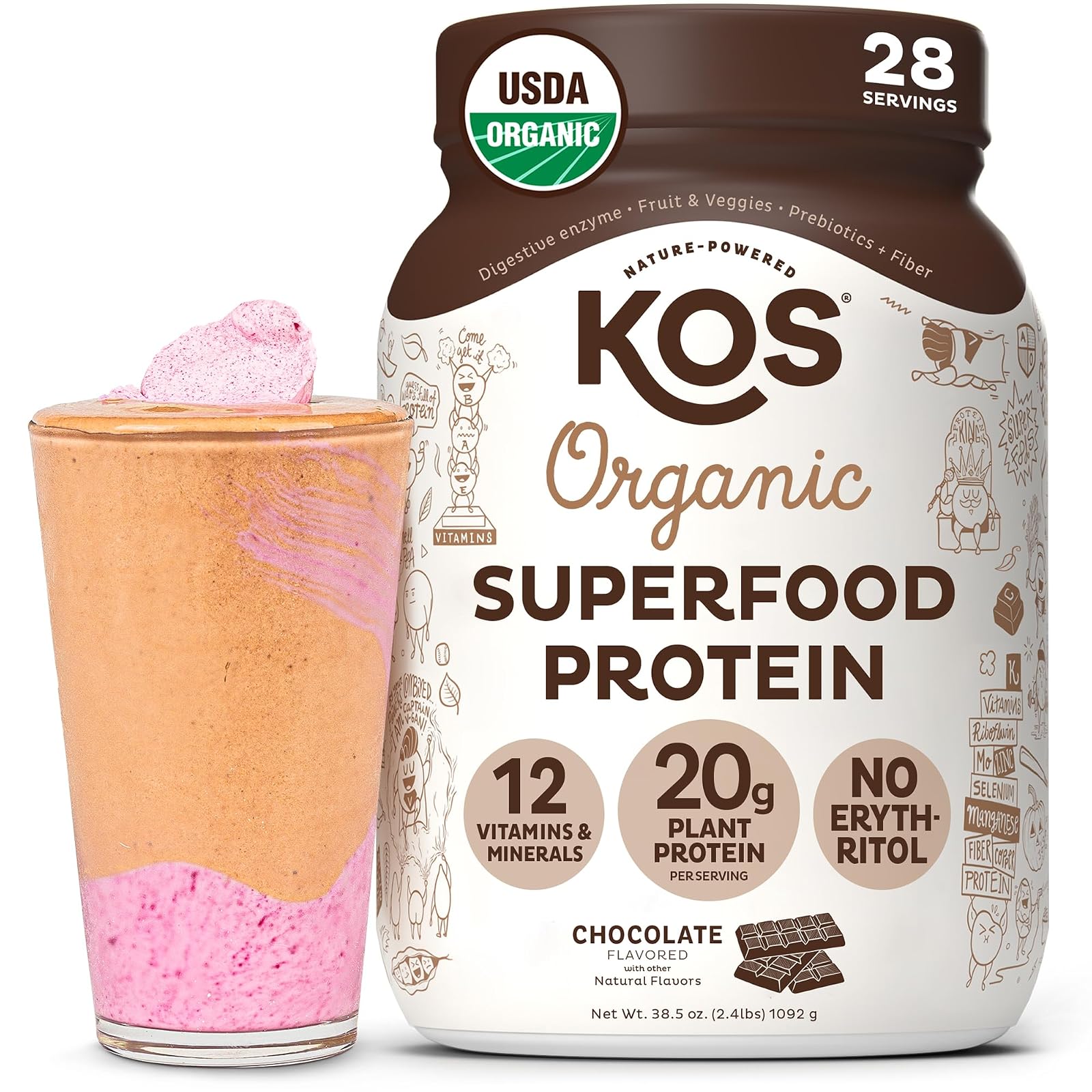 KOS vegan protein powder chocolate