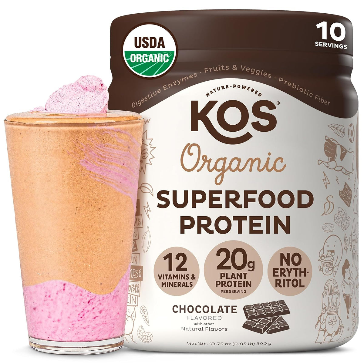 KOS vegan protein powder chocolate