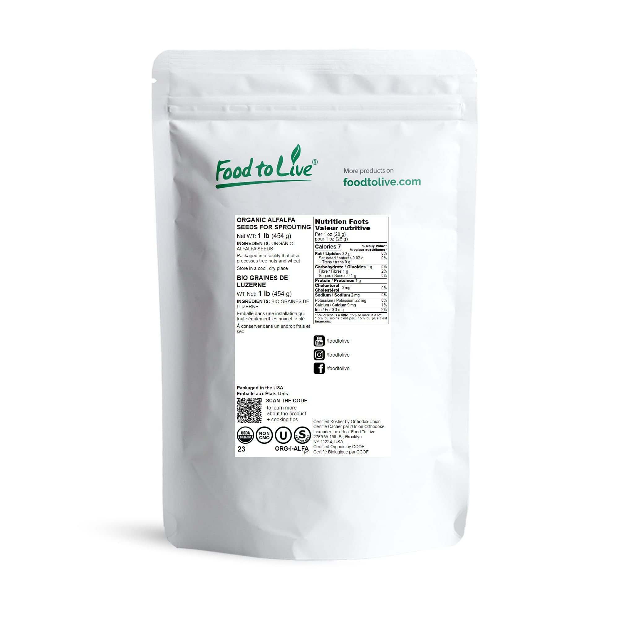 Kosher alfalfa seeds for health