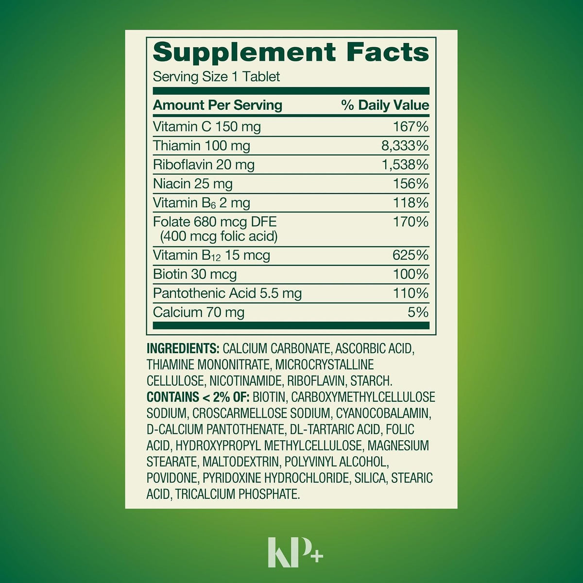 KP+ vitamin b complex promotes healthy skin
