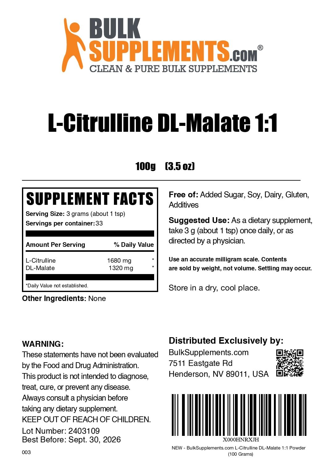 L-Citrulline DL-Malate for muscle recovery