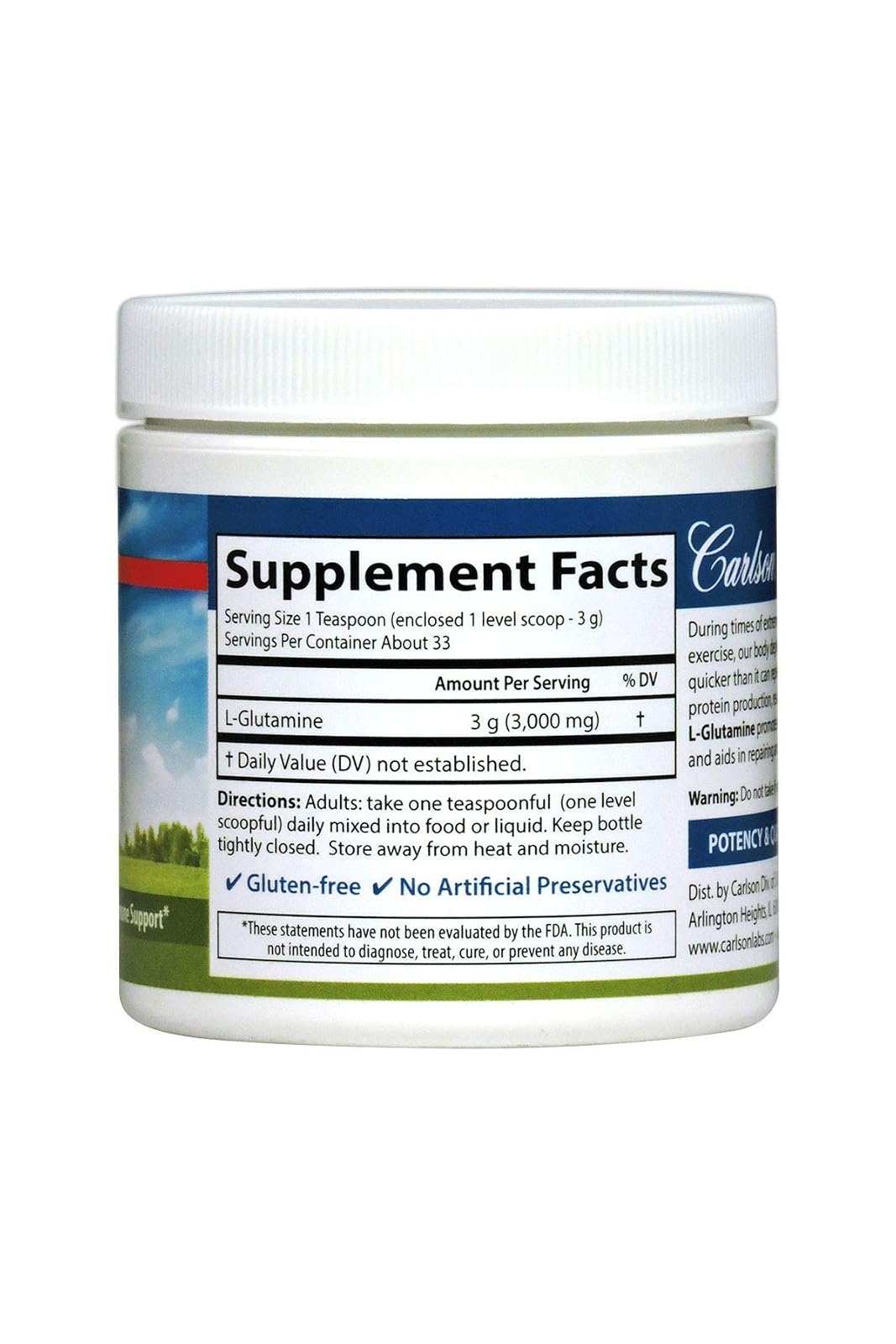 L-glutamine supplement for muscle support