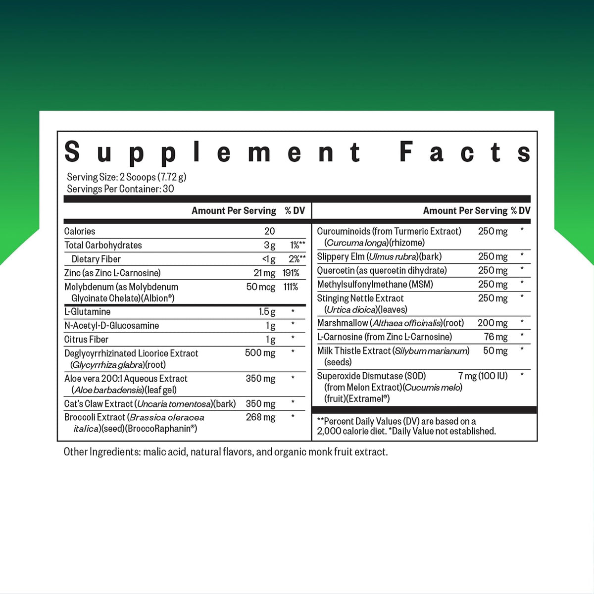 L-Glutamine with Zinc for recovery